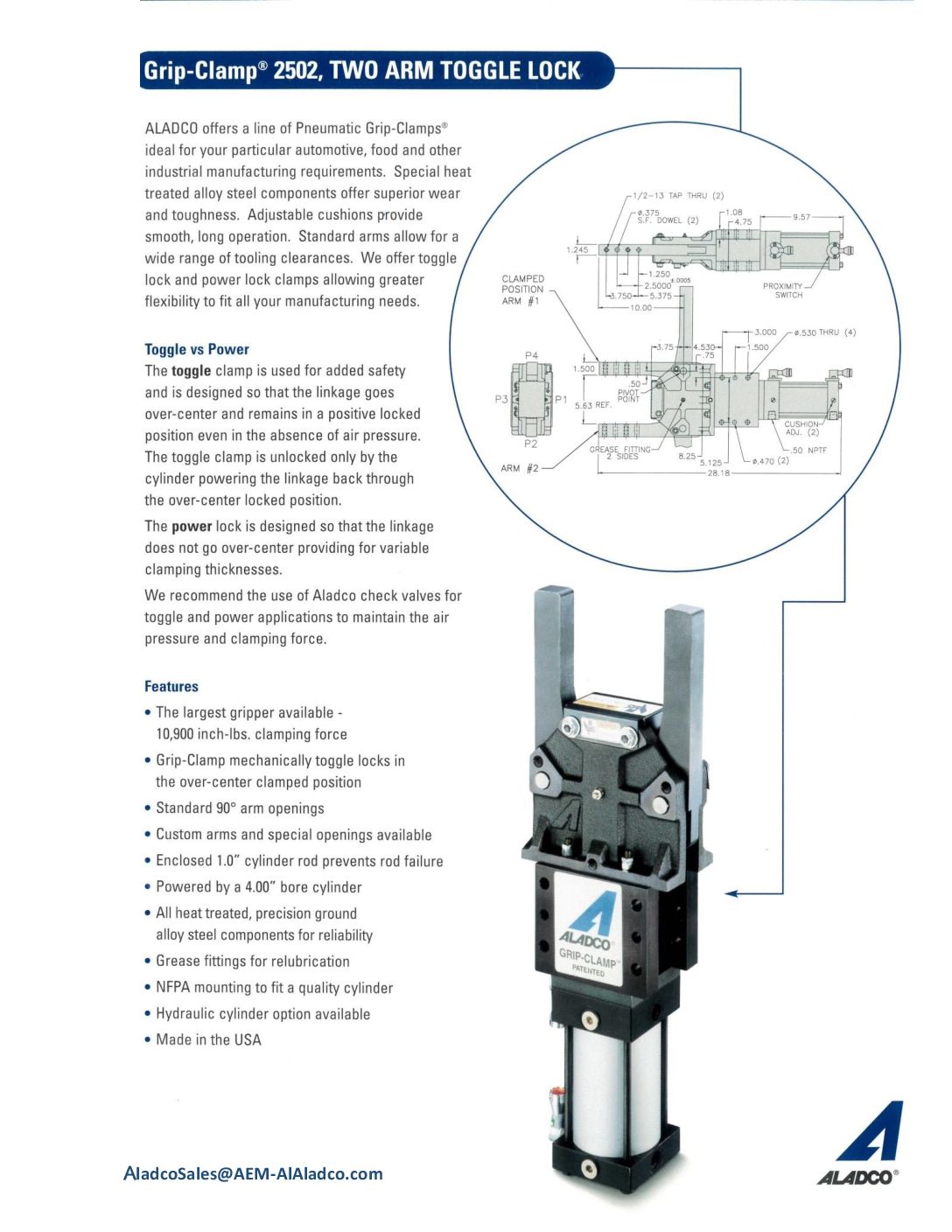 Grip-Clamp 2502 – Two Arm Toggle Lock | Aladco, LLC